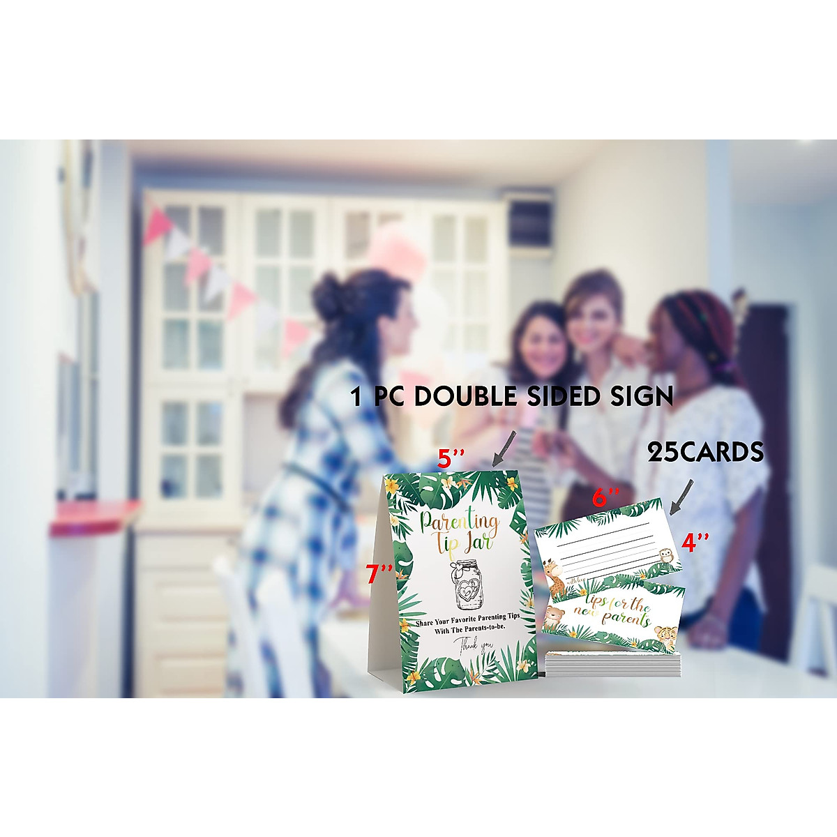 Advice for New Parents, Parenting Advice Card, Baby Shower Party, Tips for the Parents To Be，Includes a 5x7 Standing Sign and 25 4x6 Advice Cards(JYC036)