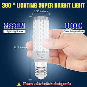 DuuToo 2Pack 250Watts Equivalent LED Corn Lights Bulb 2896Lumens 6000K Daylight Lamp 20W E26 Base Ceiling Fan Bulbs AC100-277V for Home Garage Warehouse Yards Porch Indoor Outdoor Large Area Lighting
