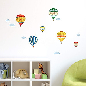 DECOWALL DS-8011 Colourful Hot Air Balloons Kids Wall Stickers Wall Decals Peel and Stick Removable Wall Stickers for Kids Nursery Bedroom Living Room (Small) d?cor