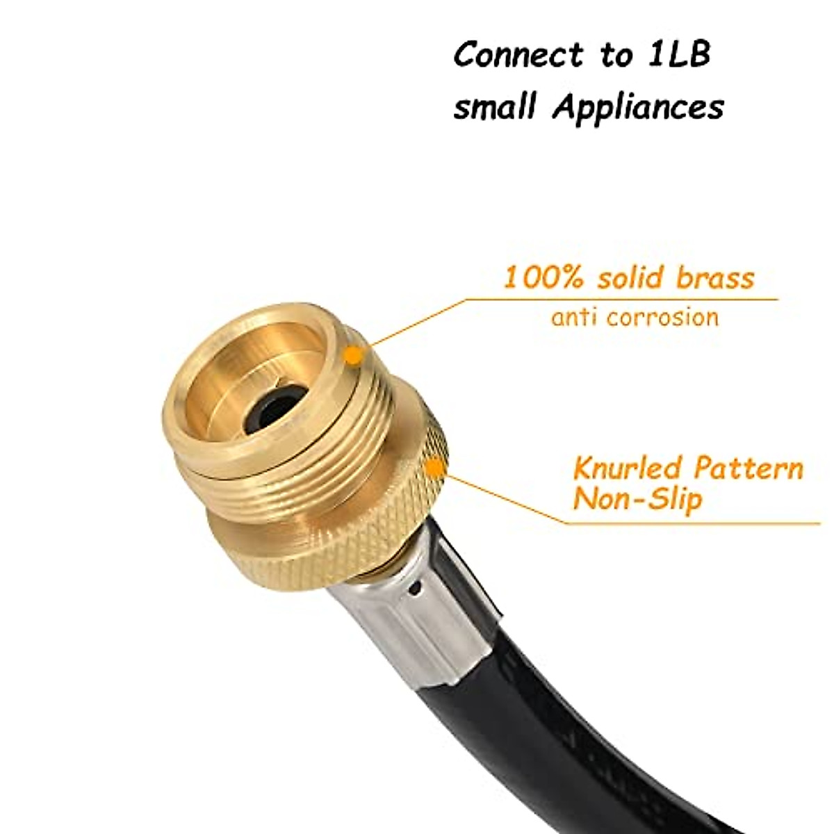 4 Feet Propane Adapter Hose 1lb to 20lb Converter for QCC1 / Type1 Tank Connects 1 lb Bulk Portable Appliance to 20 lb Propane Tank, Propane Converter Hose Compatible with Weber q1200 q1000 Grill