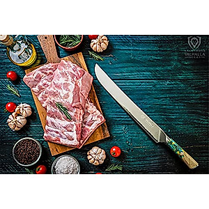 Dalstrong Slicing & Carving Knife - 12 inch - Valhalla Series - 9CR18MOV HC Steel - Celestial Resin & Wood Handle - Razor Sharp Kitchen Knife - w/Leather Sheath