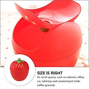 Toddmomy Mini Desktop Trash Can Strawberry Swing Lid Trash Bin Plastic Small Waste Bin Garbage Bin for Home Office Car (Red)
