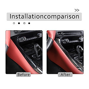 Real Carbon Fiber Gear Shift Left Trim Strip Fit for Toyota Supra GR A90 A91 MK5 2019-2024, Console Gear Shift Decorative Strip Sticker, 1PCS (Black)