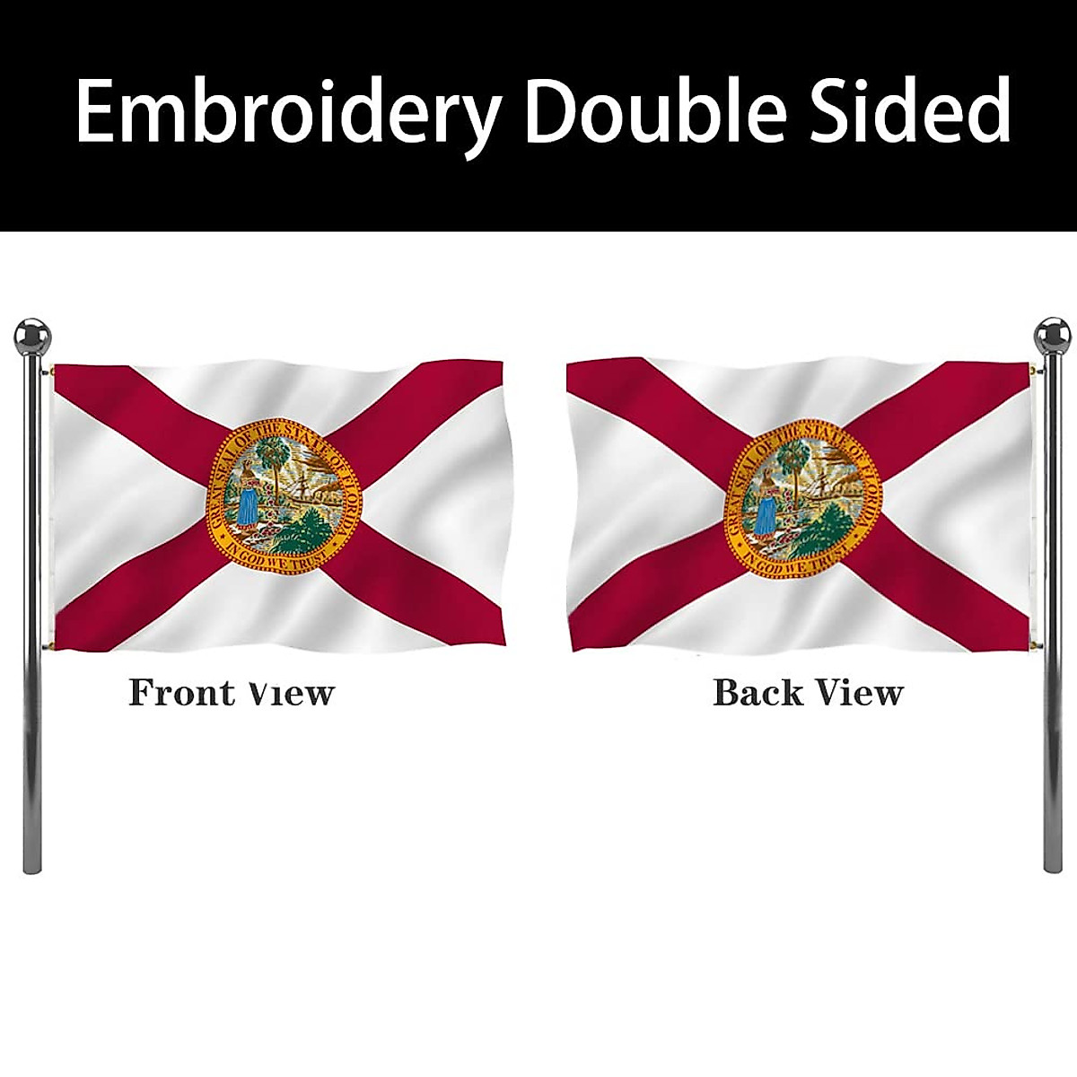 Jayus Embroidery Florida Sates Flags 3x5 Outdoor Double Sided Heavy Duty FL Florida Flag Banner with 2 Grommets