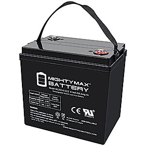 Mighty Max Battery Mighty Max Battery ML200-6GC2-6 Volt 200 AH, Internal Thread (INT) Terminal, Rechargeable SLA AGM Battery for Golf Cart