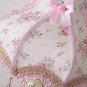 GaRcan Mid-Century Pink Desk Lamps Art Deco Resin Table Lamp Reading Bedside Light Fabric Princess Shade for Living Room Office, Study Room, Bedroom, Dorm Room,Pink