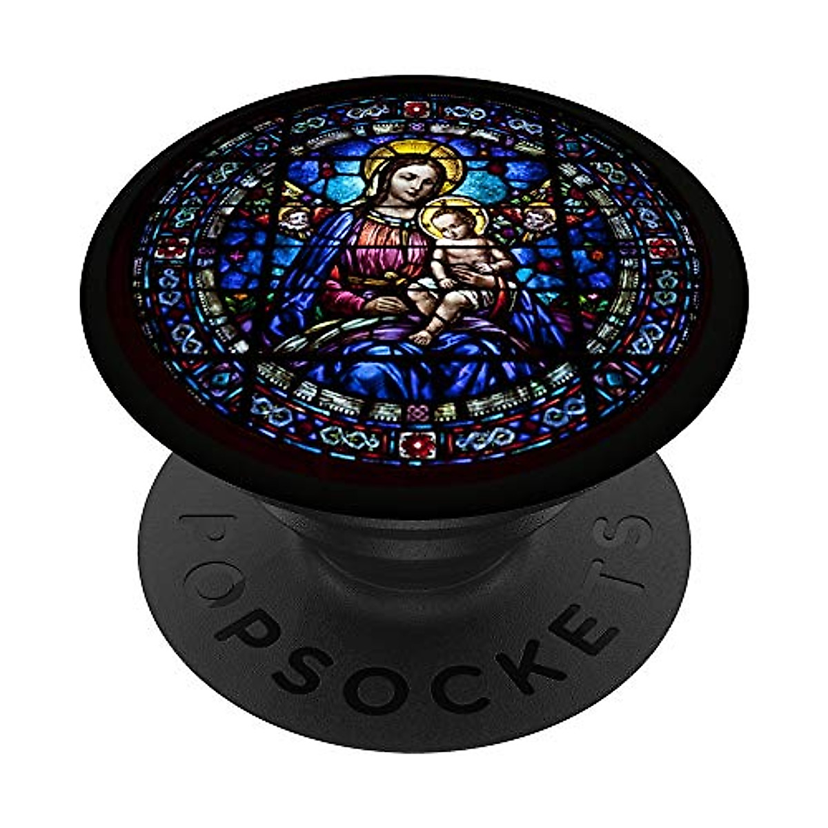 Blessed Virgin Mary and Jesus Stained Glass Design PopSockets PopGrip: Swappable Grip for Phones & Tablets