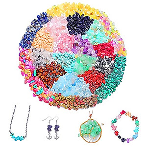 Xmada Crystal Beads for Jewelry Making, 300 PCS Natural Crystals and Stones, Natural Chip Stone Beads for Beading & Jewelry Making (Mixed)