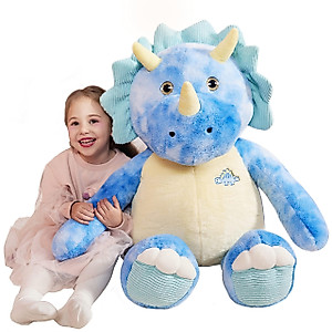 IKASA Giant Triceratops Stuffed Animal Plush Toy,30" Large Dinosaur Big Jumbo Soft Toys, Huge Size Cute Fluffy Plushy Fat Plushie,Gifts for Kids