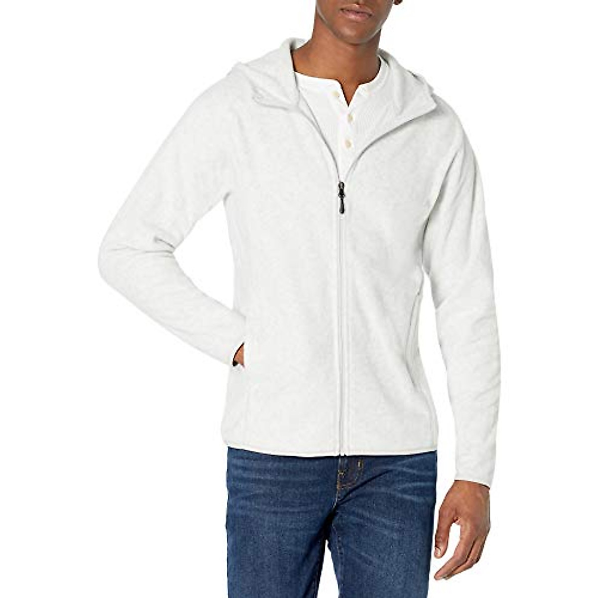 Amazon Essentials Men's Long-Sleeve Hooded Full-Zip Polar Fleece Jacket, Light Grey Heather, X-Large
