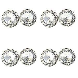 4 Pairs 15mm Rhinestone Round Shaped Acrylic Stone Inside Crystal Ear Studs For Dance Competitions Stage Performance Bridal Party Earrings Jewelry Clear