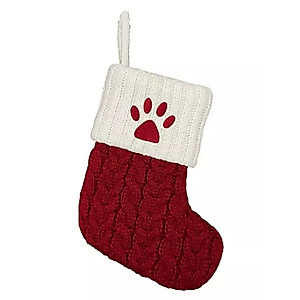 St Nicholas Square Paw Print Stocking with 2 Christmas Themed Pet Bandanas (Bandana Patterns Vary)