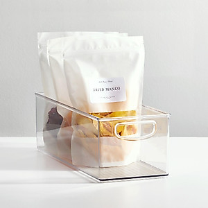 mDesign Plastic Kitchen Organizer - Storage Holder Bin with Handles for Pantry, Cupboard, Cabinet, Fridge/Freezer, Shelves, and Counter - Holds Canned Food, Snacks, Drinks, and Sauces - Clear