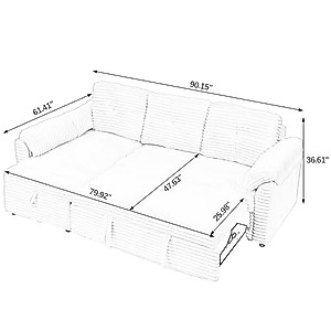 Corduroy Tufted Upholstered Left Facing Sleeper Sectional Sofa, L-Shaped Pull Out Sleep Couch Bed Modular Convertible Sofabed with Right Storage Chaise and Pillow-top Armrests for Living Room