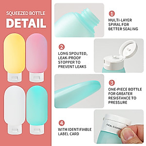 CCTIVED Travel Bottles for Toiletries, 23 Pack TSA Approved Silicone Travel Size Containers with Lable and Clear Bag, Leak Proof Refillable Travel Toiletry Bottle for Shampoo,Lotion,Conditioner