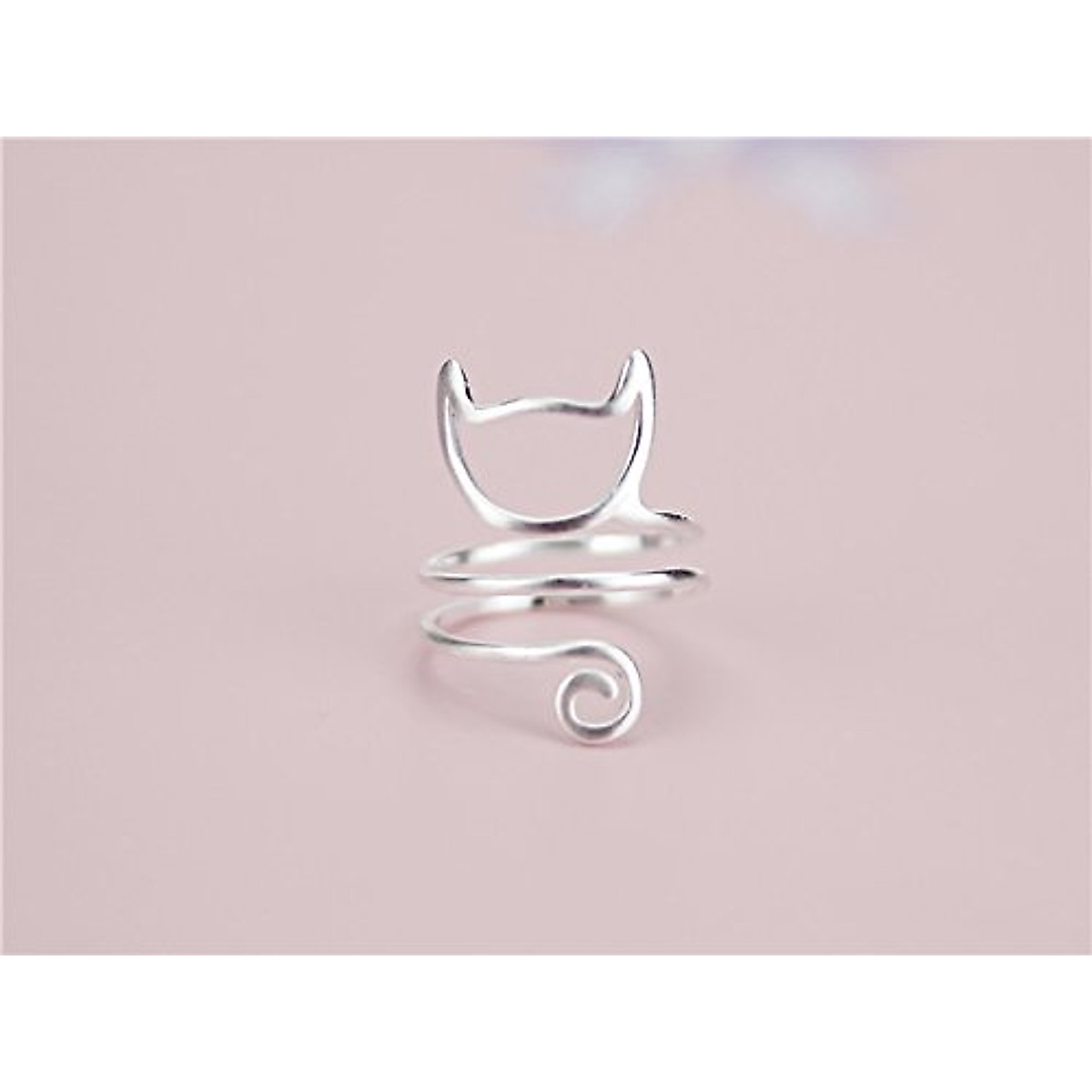Hi-Summer Jewelry Helen de Lete Innovative Cat Kitty Sterling Silver Ring Small Size