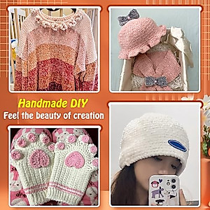 TLKKUE Chunky Chenille Yarn(7OZ/200G), 3 Strands of Yarn Soft Chenille Velvet Yarn for Crocheting Knitting Thick Blanket Yarn for Shoe Hat Clothing Cushion (Red Orange)