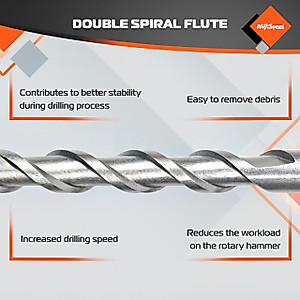 AV Steel 5-Piece SDS Plus Rotary Hammer Drill Bits, Masonry Drill Bits, Carbide Tipped SDS Drill Bit Set for Drilling, SDS Plus Drill Bit Set for Brick, Masonry, Block, Concrete with Storage Case