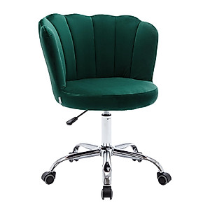 Recaceik Modern Velvet Chair, Adjustable Swivel Home Office Desk Chair, Green, 22D x 16W x 36H Inch, 250 pounds Weight Capacity