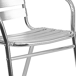 Flash Furniture 27.5'' Square Aluminum Indoor-Outdoor Table Set with 4 Slat Back Chairs