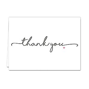 Thanks From The Heart Thank You Note Card Pack / 36 Thanks Greeting Cards With White Envelopes / 3 1/2" x 4 7/8" Generic Hearts Appreciation Blank Cards