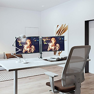 Suptek Dual LED LCD Monitor Desk Mount Heavy Duty Fully Adjustable Stand for 2 / Two Screens up to 27 inch