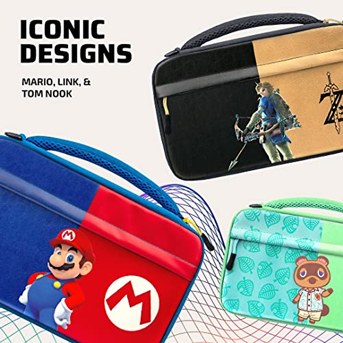 PDP Messenger Case with Removable Shoulder Strap - Holds 14 Games & Console - Compatible with Nintendo Switch/ Lite/ OLED - Power Pose Mario