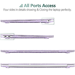 DONGKE for MacBook Air 13 inch Case 2021-2018 Release A2337 M1 A2179 A1932, Bling Plastic Hard Shell Case & Keyboard Cover Only Compatible with MacBook Air 13 inch Retina Fits Touch ID, Sparkly Purple