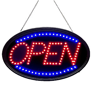 Bright LED Open Sign for Business. WAENLIR 23x14inch Advertisement Board High Visibility Electric Display Sign,Two Modes Flashing&Steady Light for Business,Walls,Window,Shop,Bar,Hotel