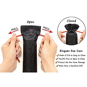 OMyTea Bamboo Large Rave Folding Hand Fan for Men/Women - Chinese Japanese Kung Fu Tai Chi Handheld Fan with Fabric Case - for Performance, Decorations, Dancing, Festival, Gift (Dragon & Phoenix)