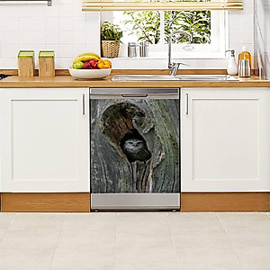 Dishwasher Magnet Cover Juvenile Burrowing owl Athene cunicularia a Hollow Tree Magnetic Refrigerator Stickers Decorative Appliance Cover Fridge Panels Metal Door Garage 23x26in