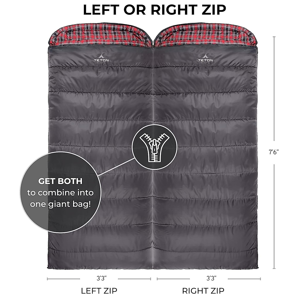 TETON Sports Celsius XXL 0 Degree Sleeping Bag - 0˚F Cold-Weather Sleeping Bag for Adults– Camping Made Easy….and Warm. Compression Sack Included
