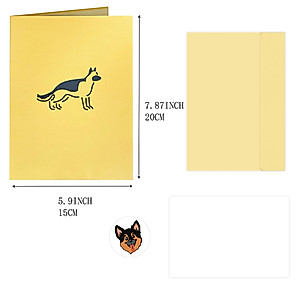 RIHDXCH German Shepherd Pop Up Card, German Shepherd Card With Envelop, Birthday Card From Dog, Thank You, Card For Mom, Dad, Husband, German Shepherd Gifts.Cancer Support Thank You Cards