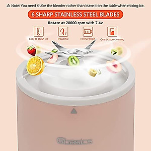 Gbasics Portable Blender USB Rechargeable, Personal Size Blender for Shakes and Smoothies, 14.2 Oz Mini Juicer Cup for Sports, Travel Outdoors and Kitchen