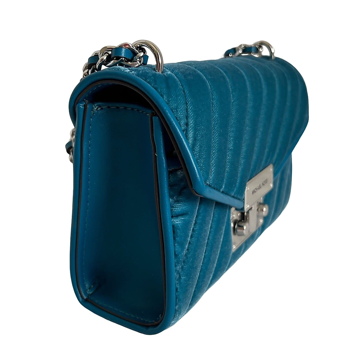 Michael Kors Small Rose Quilted Velvet Shoulder Flap Bag, Lagoon