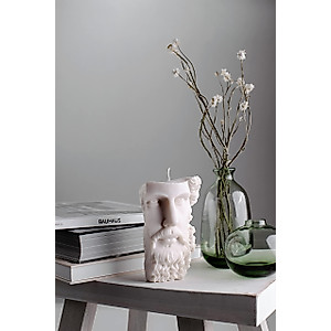 LAWA Greek Face Candle - Large Beautiful David Scented Soy Wax Pillar Candle Elegant Bubble Aesthetic Candle Housewarming Gift Home Room Shelf Decor Idea White