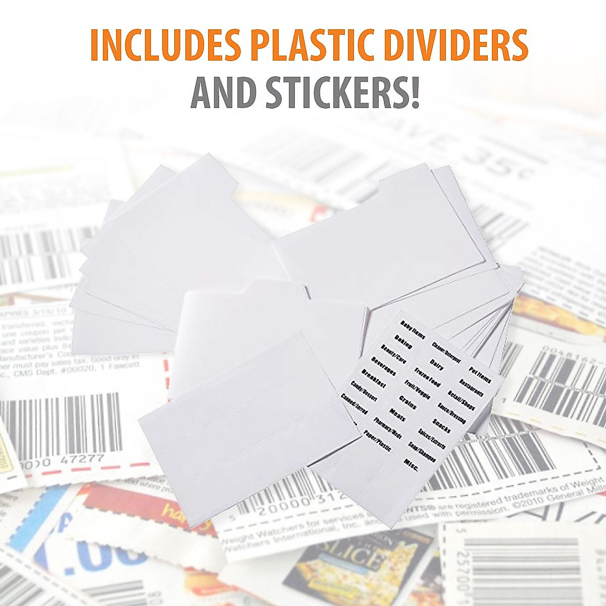 Modern Grocery Coupon Organizer - Wallet & Extreme Coupon Holder Set Includes 24 Plastic Coupon Cards Dividers and Stickers Material Canvas