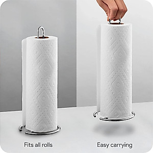 Paper Towel Holder Countertop, Fits Standard And Jumbo Rolls - Chrome Paper Towels Holder for Kitchen Countertops/Dining Tables & Bathroom Vanities. Paper Towel Holder for hand drying & quick clean up