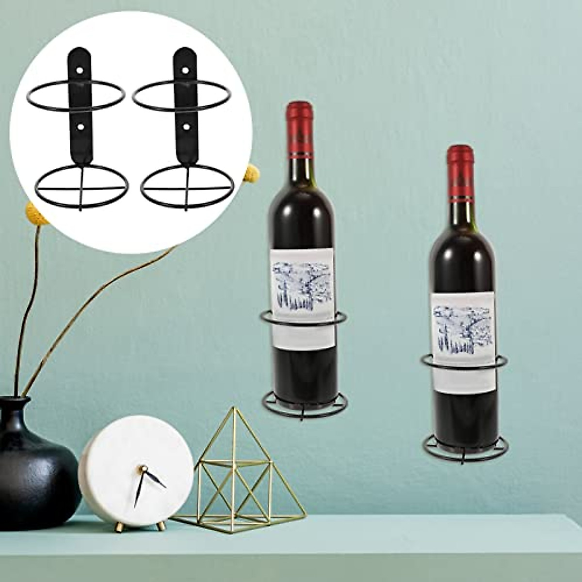 Hemoton Wall Mounted Wine Shelf 2Pcs Wall Wine Holder Wall Single Bottle Rack Wall Wine Rack Wine Storage Rack for Home Bar Wine Holder Wall Mounted