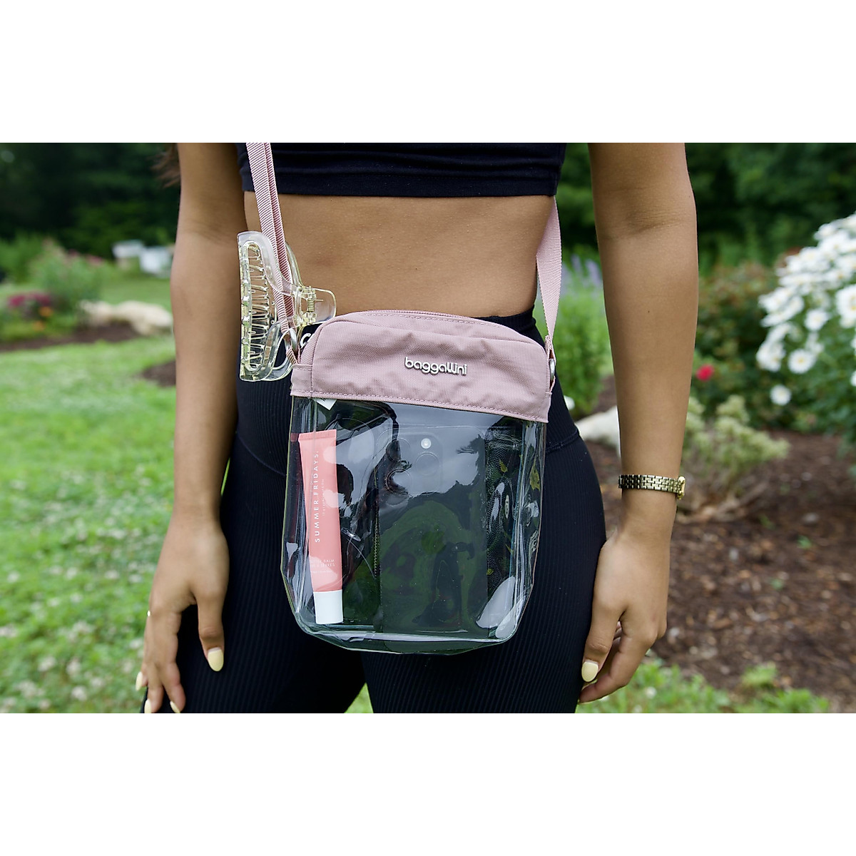 Baggallini womens Stadium Clear Bryant Crossbody cross body handbags, Red, One Size US