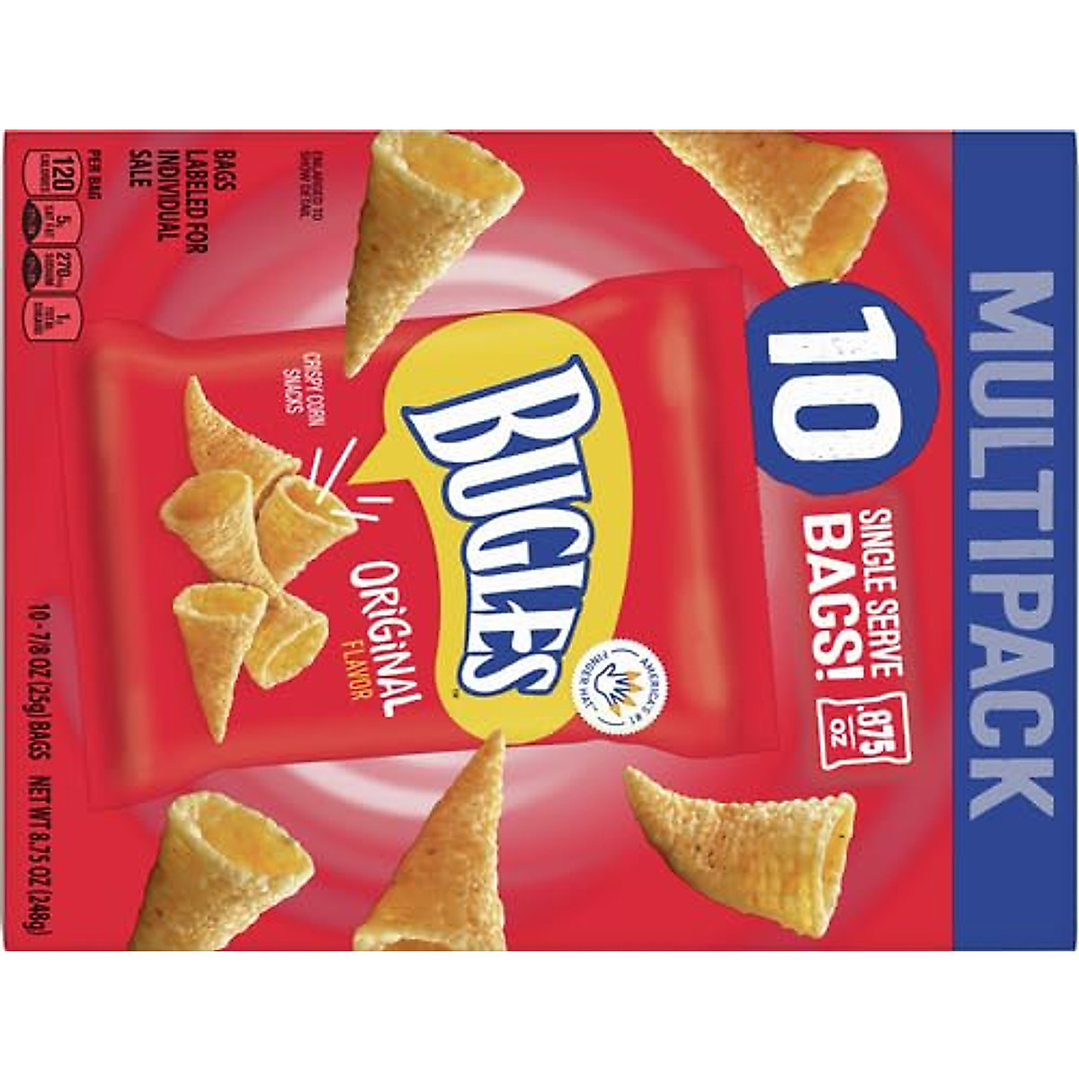 Bugles Crispy Corn Snacks, Original Flavor, Snack Bag, 8.75 oz