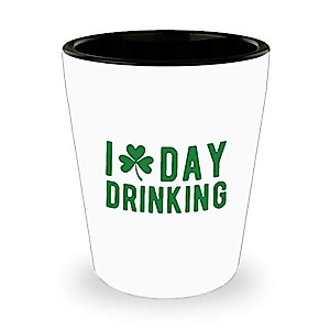 St Patrick's Day Shot Glass I Love Day Drinking Funny Drinking Ceramic Cup Cute Irish for Men Women 1.5 Oz