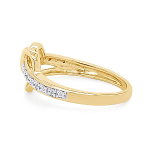 AFFY 1/20 cttw Round Cut Natural diamond 14k Yellow Gold Plated Sterling Silver Diamond Heart Infinity Ring, G-H Color, I1-I2 Clarity Ring Size-6