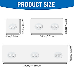 WLLHYF 6 Pcs Shower Adhesive Hooks Shower Caddy Adhesive Replacement, Transparent Strong Hook Strip Waterproof No Drilling Organizer for Soap Holder, Kitchen Racks (2 Single + 2 Double + 2 Claws)