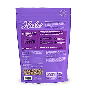 Halo Freeze Dried Raw Skin & Coat Topper, Beef And Salmon Skin Recipe, Raw, Real Meat Topper, All Life Stages, 1lb Bag