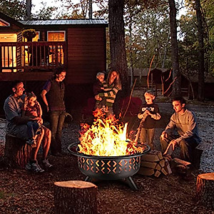 Cityflee 36 Inch Fire Pits for Outside Wood Burning Large Outdoor Heavy Duty Firepits with Spark Screen for Patio & Backyard Bonfires, Includes Poker