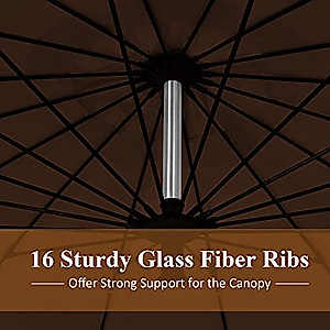 TANGKULA 10 FT Patio Offset Umbrella, Outdoor Cantilever Umbrella with Easy Tilt Adjustment, 16 Sturdy Ribs, Crank and Cross Base, Market Hanging Umbrella for Backyard, Poolside, Lawn, Garden (Tan)