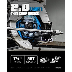 CRALY 7-1/4 Inch 56 Teeth Aluminum and Non-Ferrous Metal Cutting Circular Saw Blade, 5/8 Inch Arbor, Carbide Tipped, Thin Kerf, Black Ice Coating, for Medium Aluminum, Plastic, Composite(C0756AL)