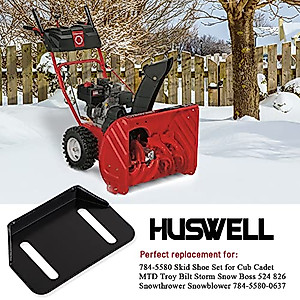 HUSWELL 784-5580 Snow Thrower Slide Shoes 2 Pack Skid Shoes with Mounting Hardware for MTD 784-5580-0637 Fits for Cub Cadet Yardman SnowBlower