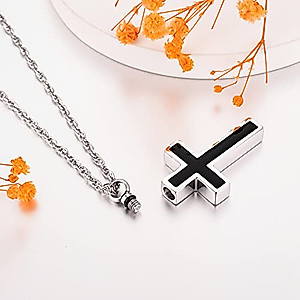SOITIS Cross Ashes Necklace Urn Necklace for Human Ashes Cremation Necklace for Ashes Stainless Steel Urn Necklaces